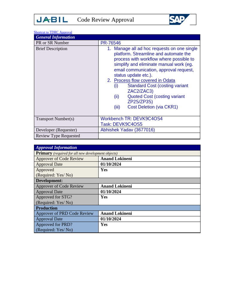 ZCDR Fico PRD Cost Roll Workflow | PDF
