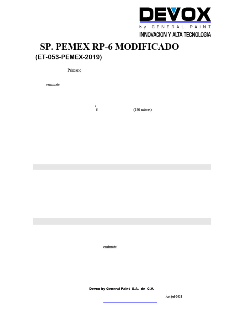 ESP PEMEX RP -6 MODIFICADO ET-053 Act 2021 | PDF | Hormigón | Acero