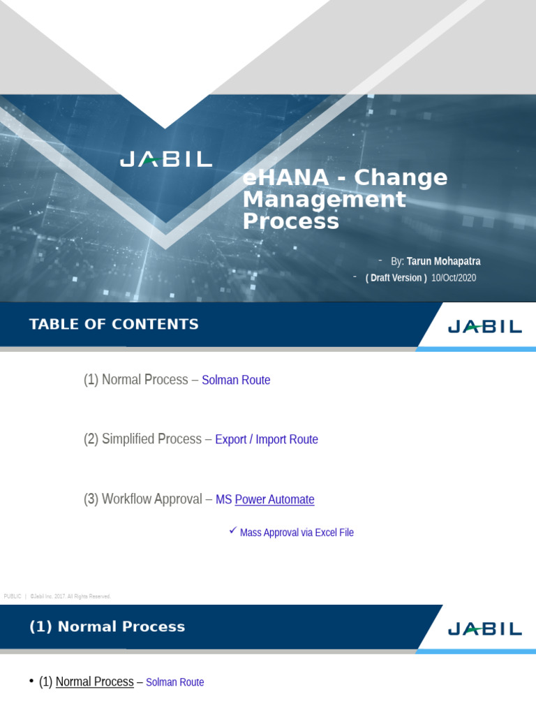 eHANA - Change Management Process | PDF | Microsoft Excel | Information Technology Management