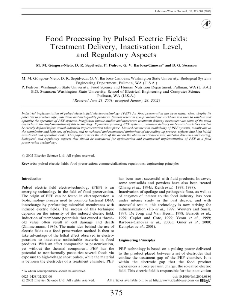 Preservation by PEF | PDF | Capacitor | Electrical Impedance