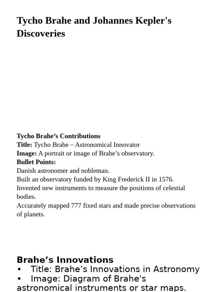Tycho Brahe and Johannes Kepler's Discoveries | PDF | Tycho Brahe ...