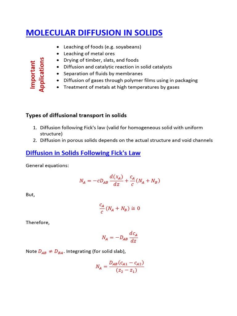 Che318 Part3 Diffusion-In-solids Rev1a | PDF | Porosity | Diffusion