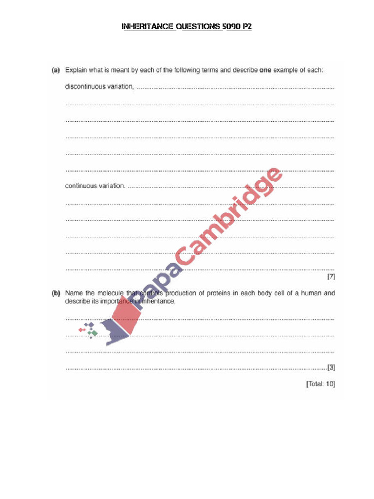 Inheritance Questions and Answers PDF | PDF | Dominance (Genetics ...