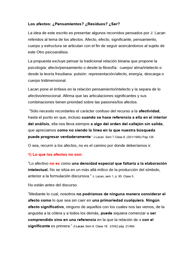 Adriana Klinoff - Afectos Jorn 24 | PDF | Jacques Lacan | Pensamiento