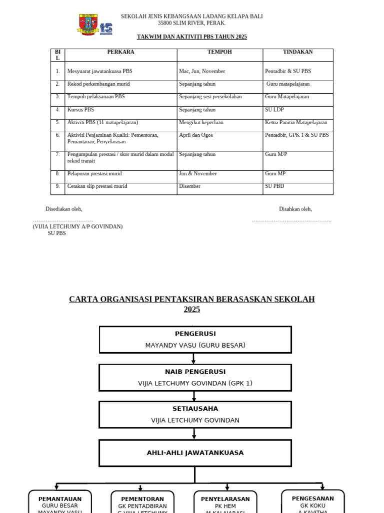 TAKWIM PBS 2025 | PDF
