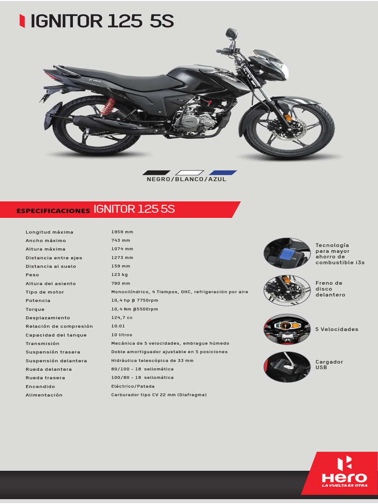 Especificaciones Ignitor 125 5S | PDF