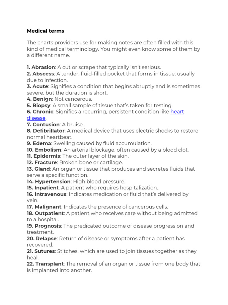 Essential Medical Terminology Guide | PDF | Edema | Cancer