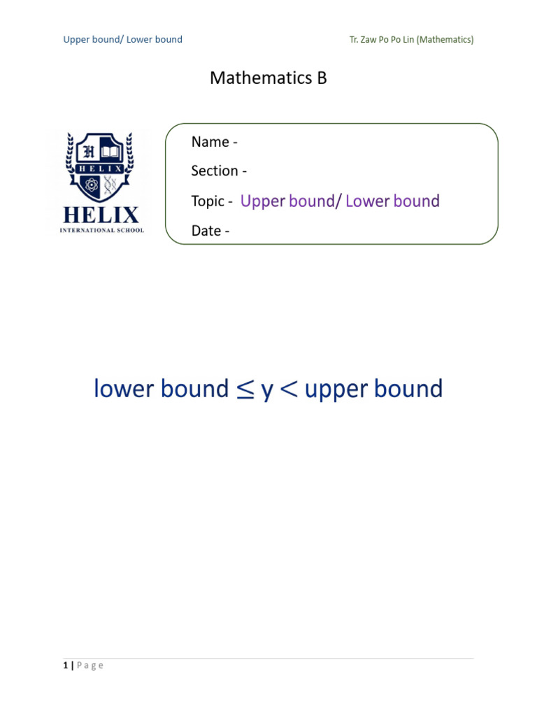 Upper Bound, Lower Bound (Tr. Po) | PDF