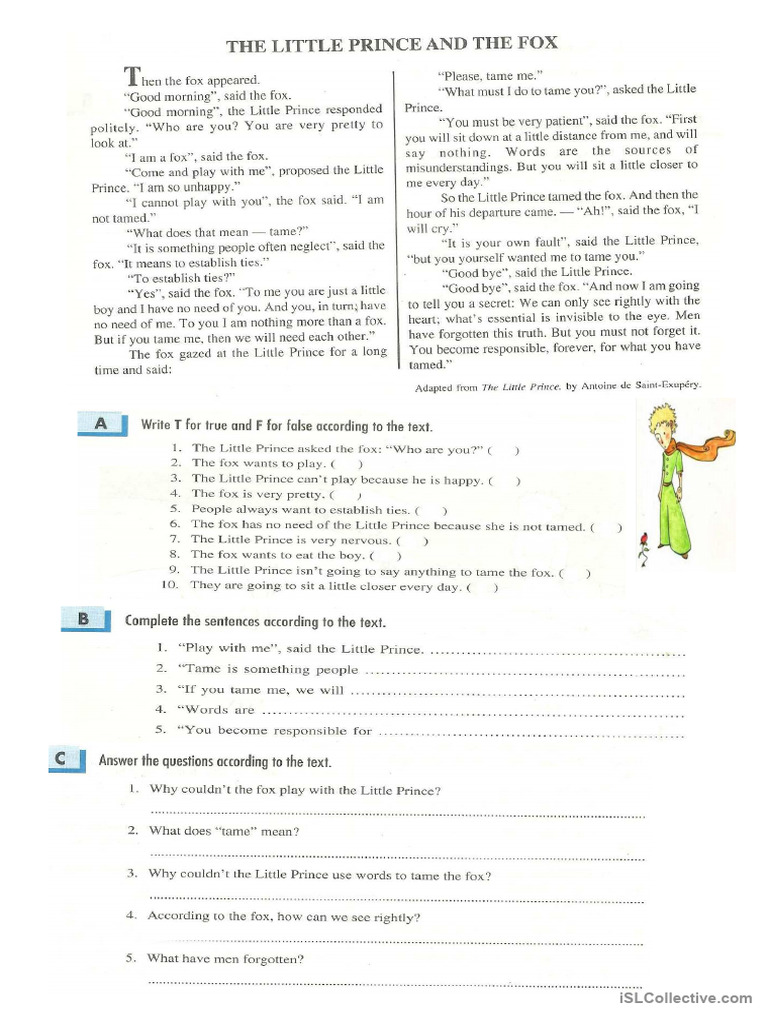 Texto - The Little Prince and The Fox | PDF
