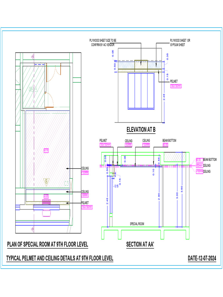 Typical Pelmet and Ceiling Details at 9TH Floor LVL | PDF | Structural ...
