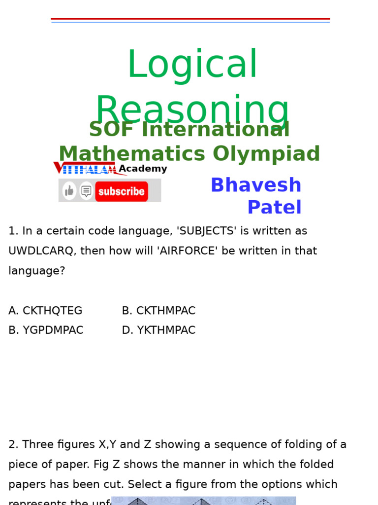 SOF IMO Class 8 2023 Exam Paper | PDF | Rectangle | Elementary Geometry