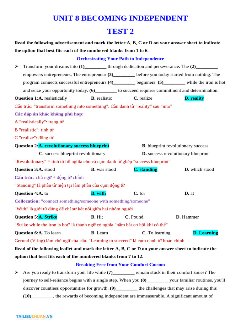Unit 8 Grade 11 Test 2 Key | PDF
