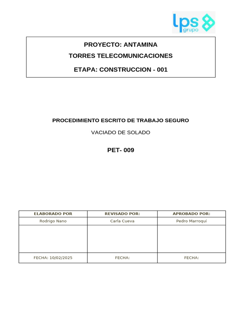PET-009_Vaciado de Solado | PDF | Hormigón | Materiales de construcción