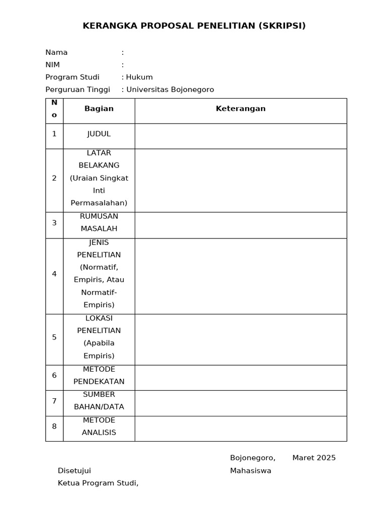 Kerangka Proposal Skripsi | PDF