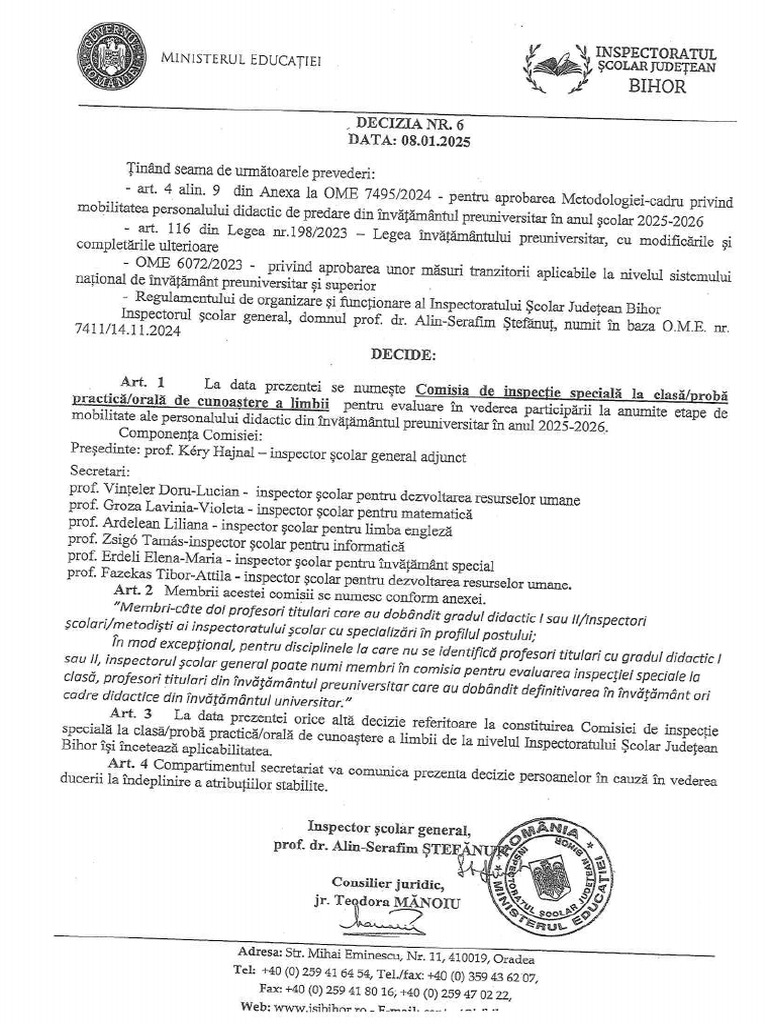 Anexa 2 - Decizia 6 Din 08.01.2025 - Comisia Probe Și Insp. Spec La ...