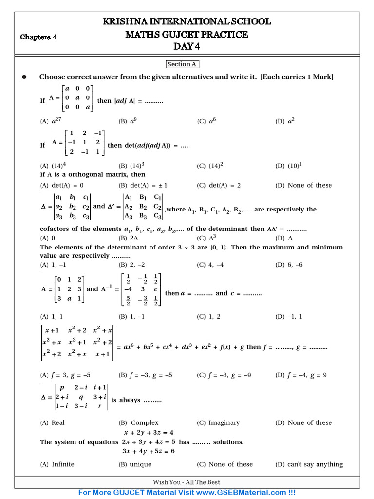 GUJCET Maths Paper Ch-4 (EM) (GSEBMaterial - Com) | PDF | Trigonometric Functions | Functions ...