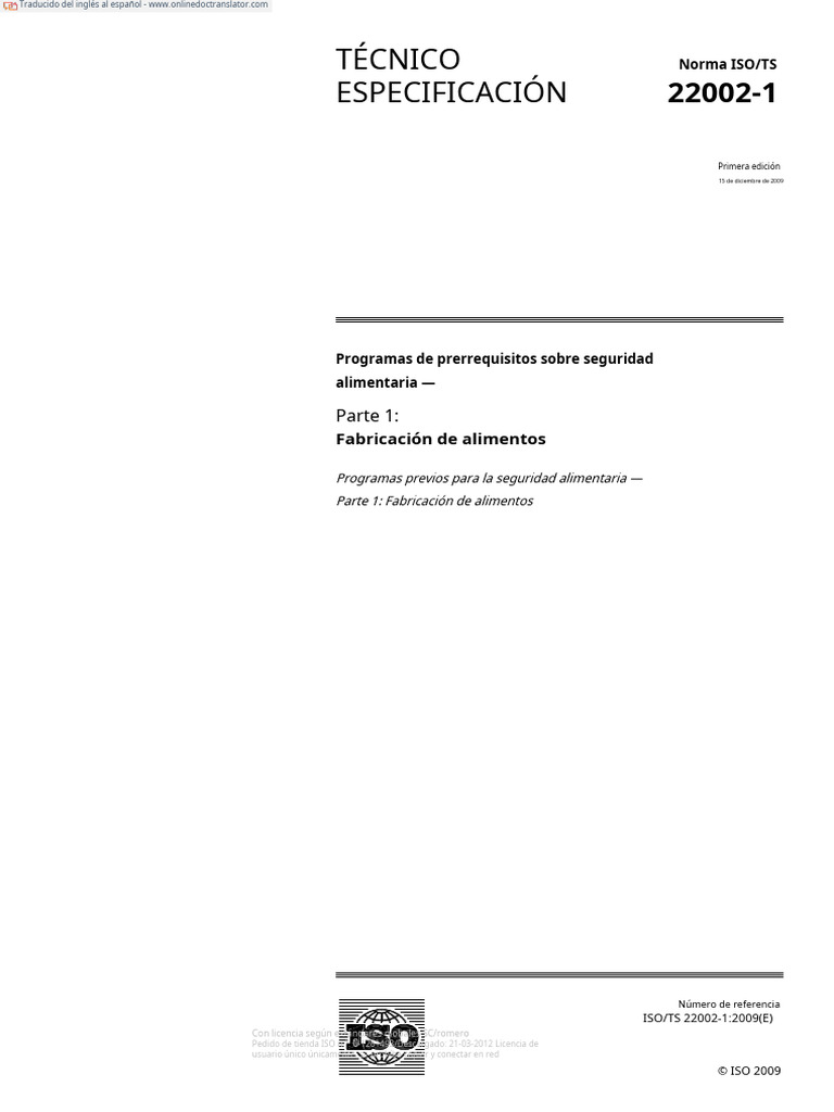ISO TS 22002-1..es | PDF | Agua | Organización internacional para la ...