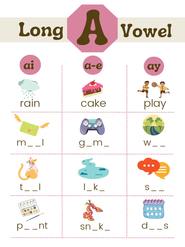 Illustrative Spelling Long A Vowel Early Literacy Phonics | PDF