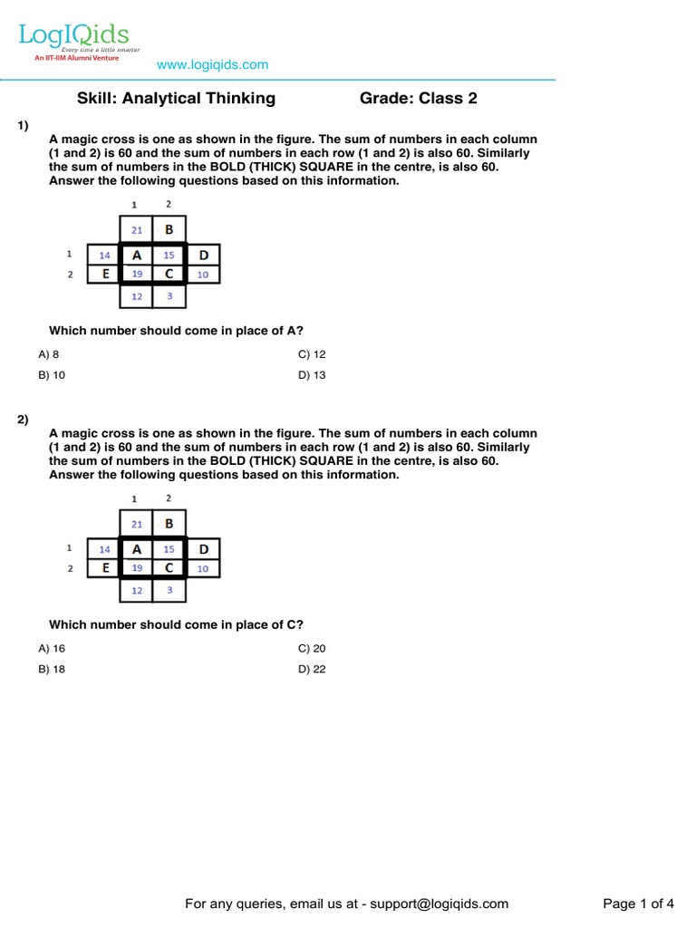 Magic Cross Analytical Thinking Quiz | PDF | Government And Personhood
