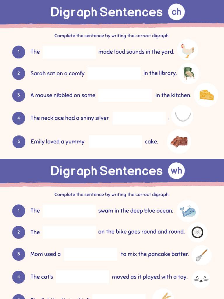 Digraph Sentence Completion Exercises | PDF