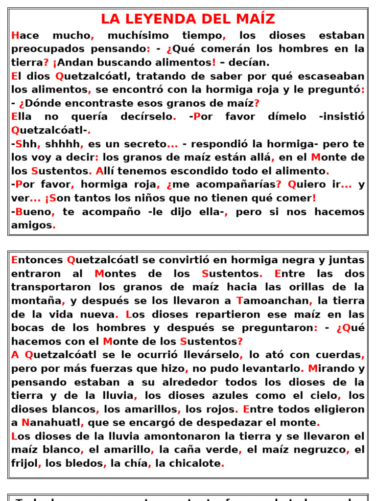 LAMINA 2 LA LEYENDA DEL MAIZ | PDF