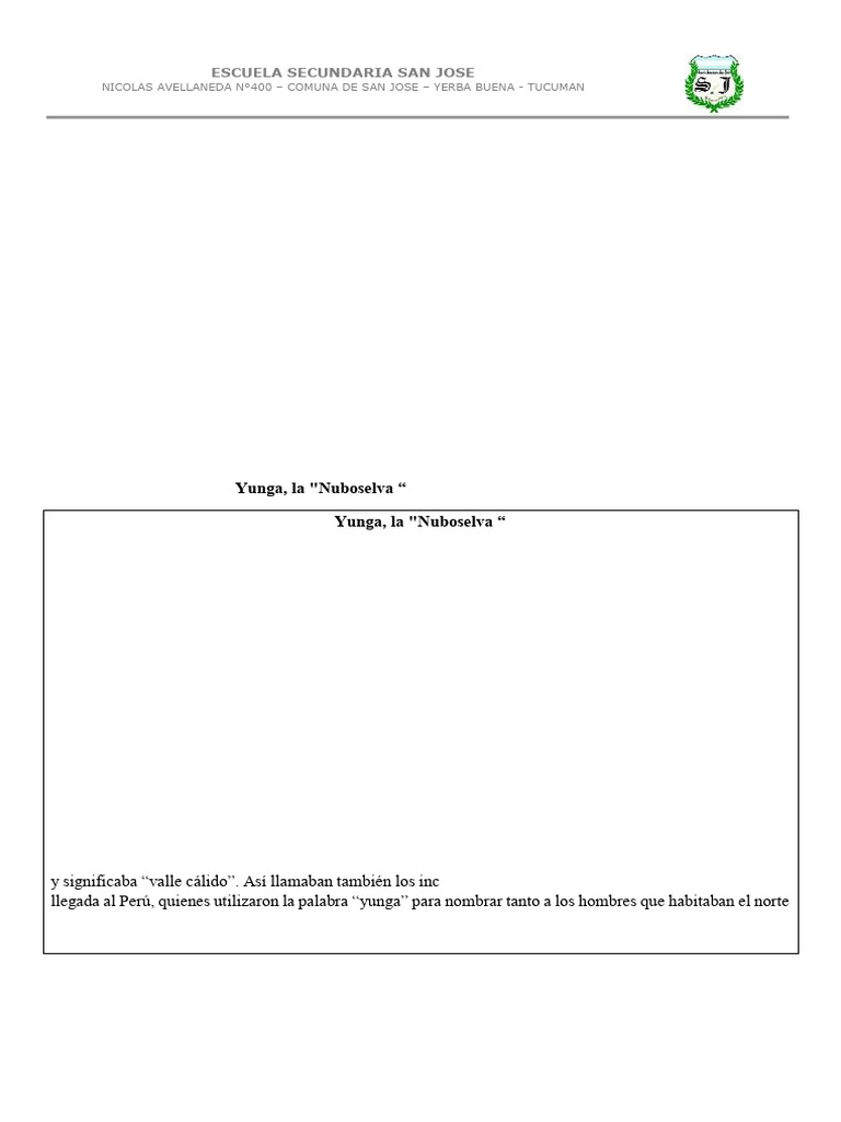 YUNGAS 3A SAN JOSE | PDF | Ciencias de la Tierra | Ecología