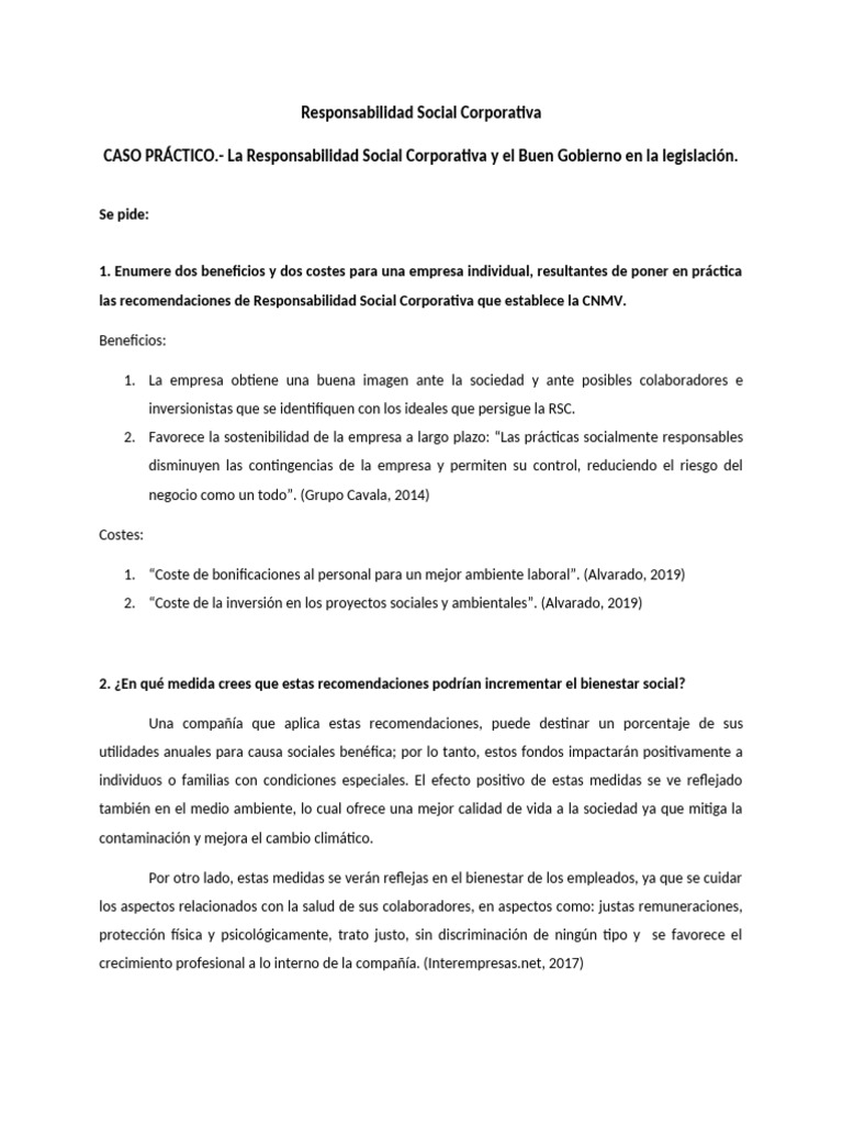 Caso práctico - Responsabilidad Social Empresarial.pdf | PDF | Responsabilidad social ...