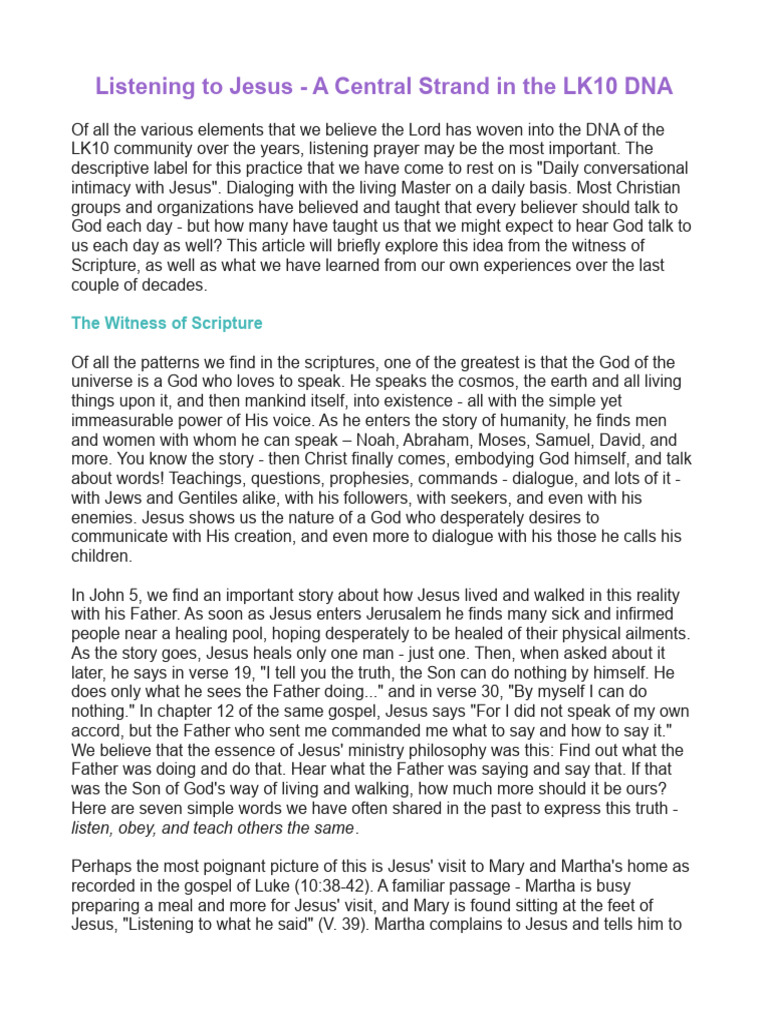 Listening To Jesus Article | PDF