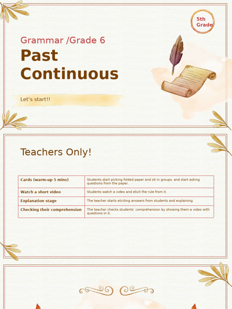 Past Continuous Tense for Grade 5 | PDF