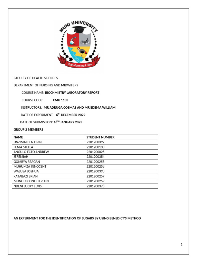 Biochemistry Lab Report 2 | PDF | Carbohydrates | Chemical Substances