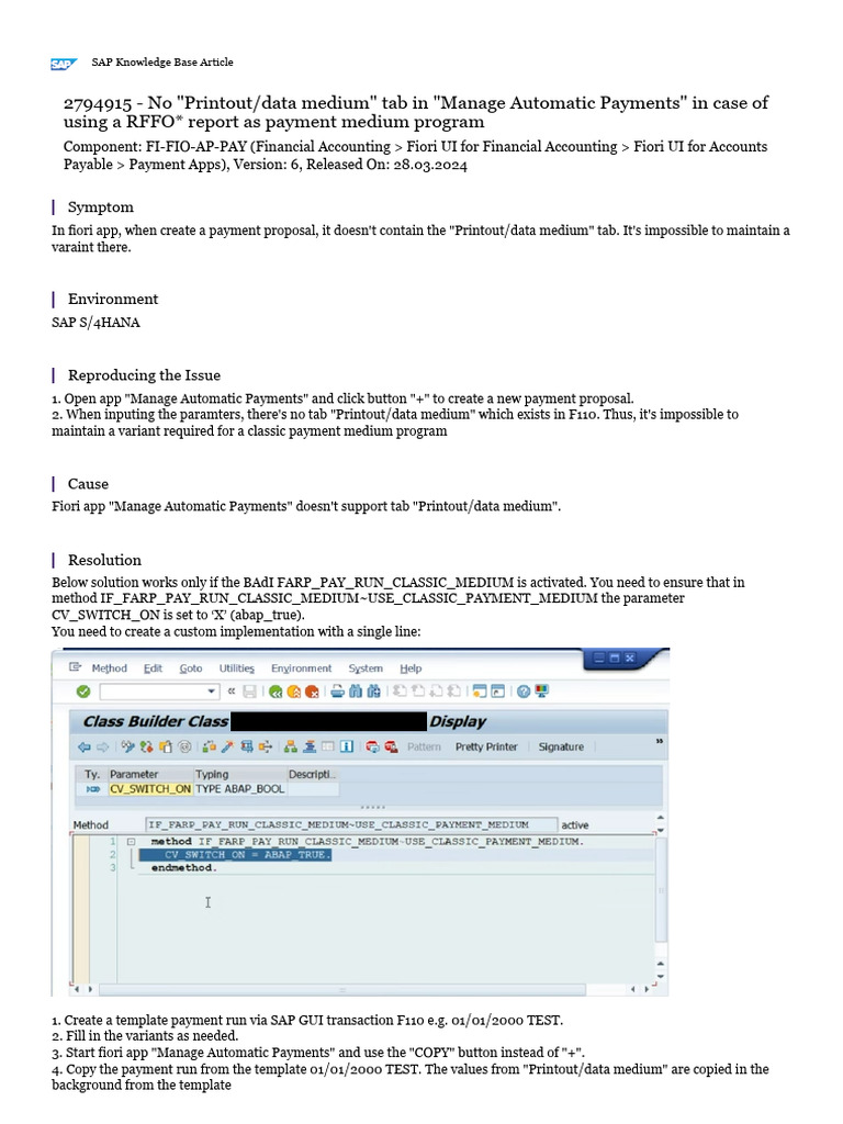 No "Printout/data Medium" Tab in "Manage Automatic Payments" in Case of ...