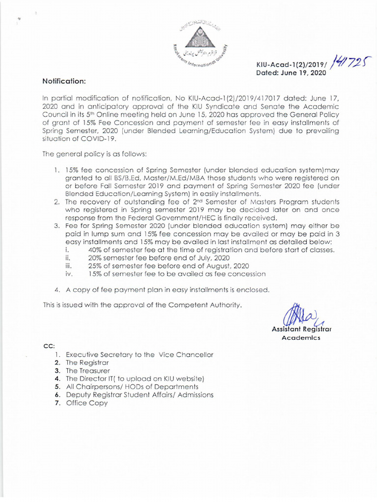Fee Notification 1 | PDF
