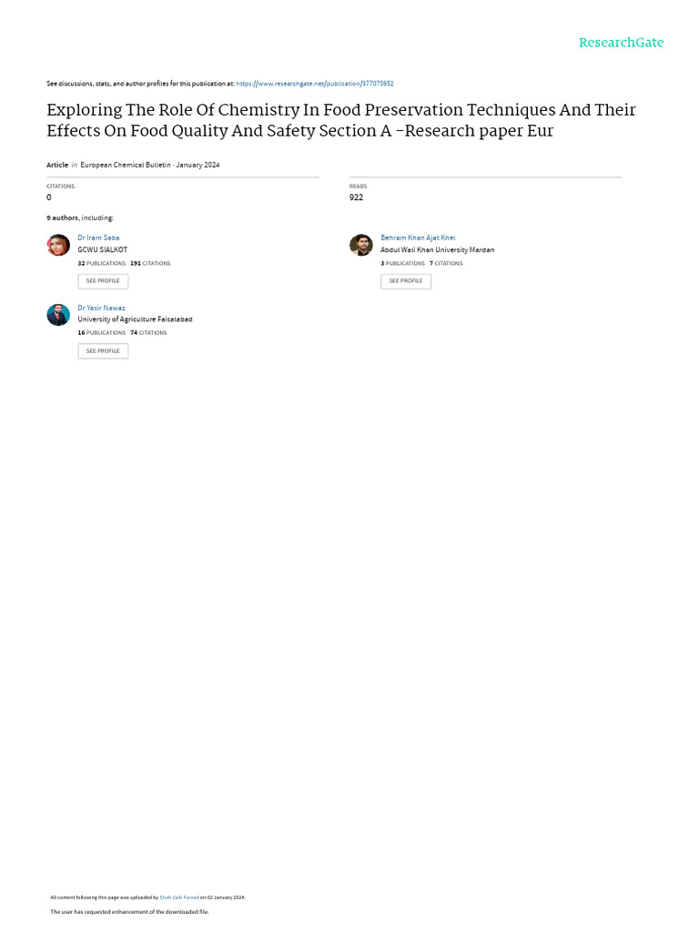 Exploring The Role of Chemistry in Food Preservation Techniques and ...