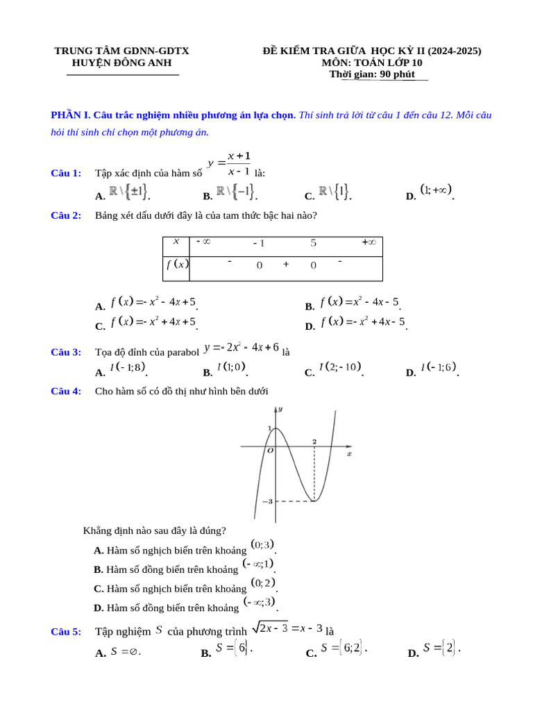 10 de Kiem Tra Giua Ky 2 Toan 10 KNTT 24 25 Giai Chi Tiet Ma Tran Dac Ta | PDF