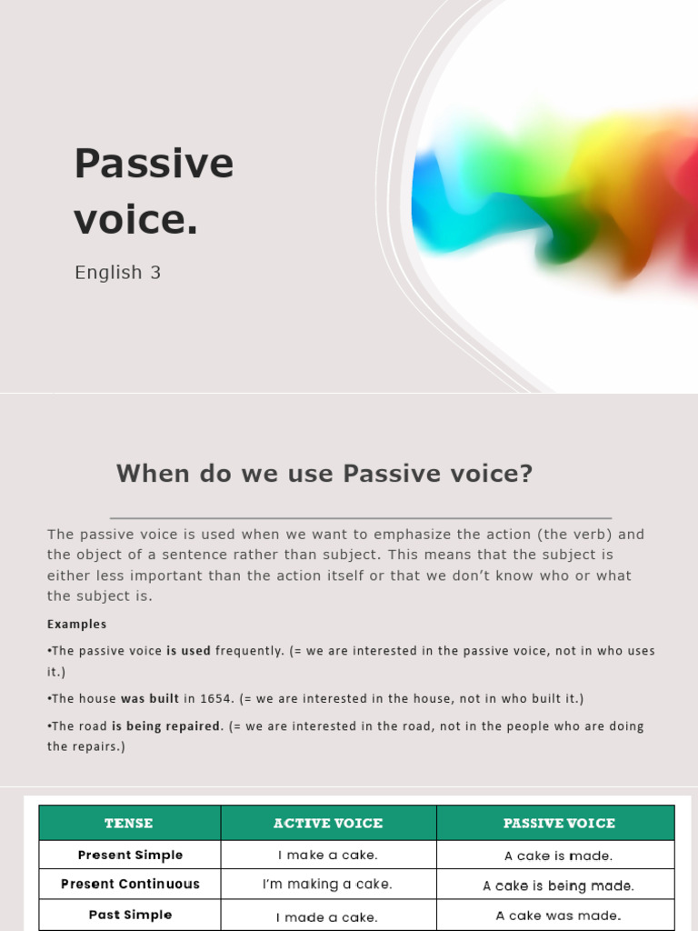Passive Voice 3 | PDF
