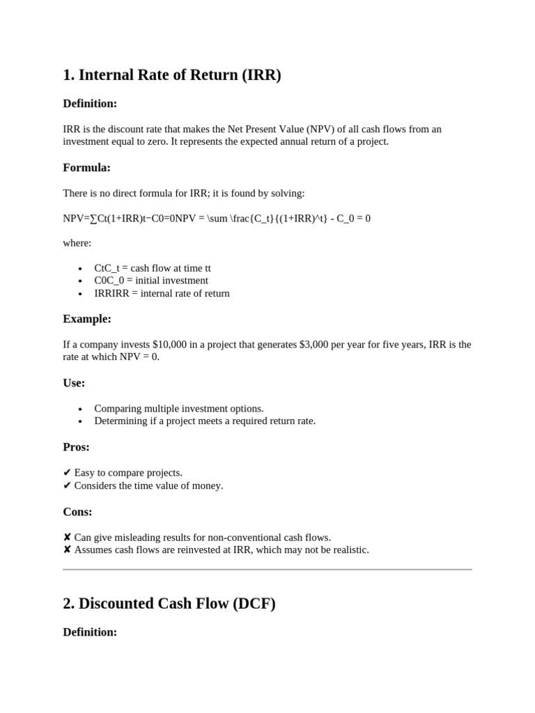 Key Financial Metrics Explained | PDF | Net Present Value | Discounted ...