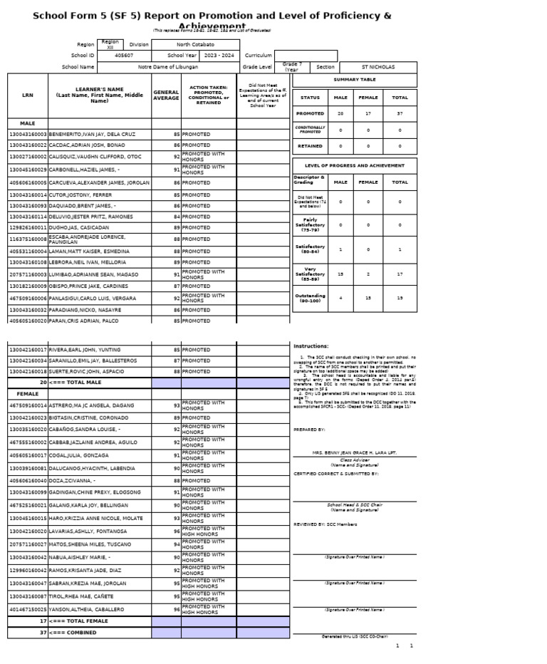 SF5 - 2024-2025 - Grade 8 (Year II) - ST. THOMAS AQUINAS | PDF