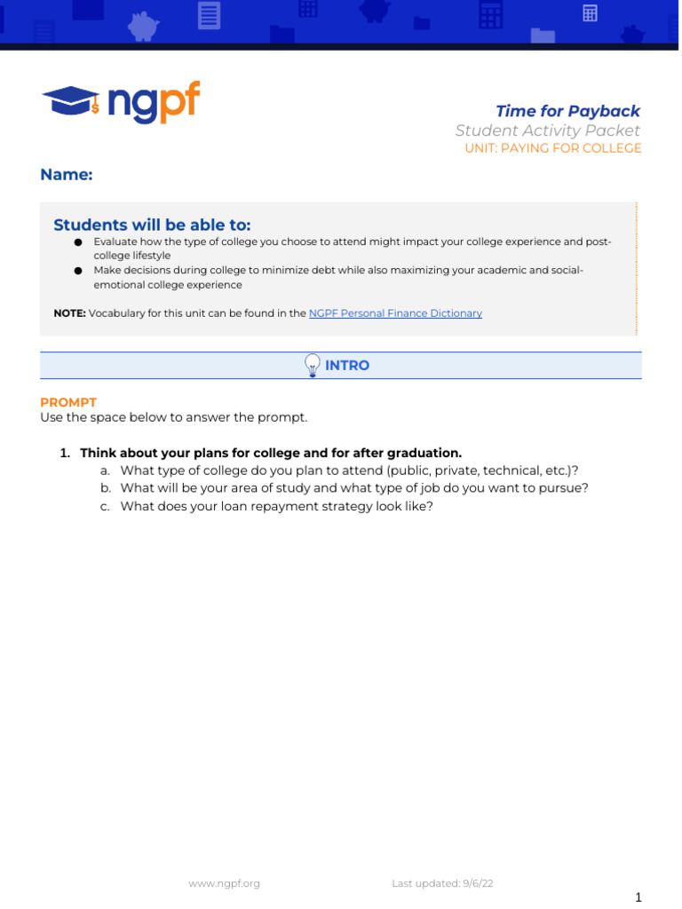 Payback Simulation for College Planning | PDF
