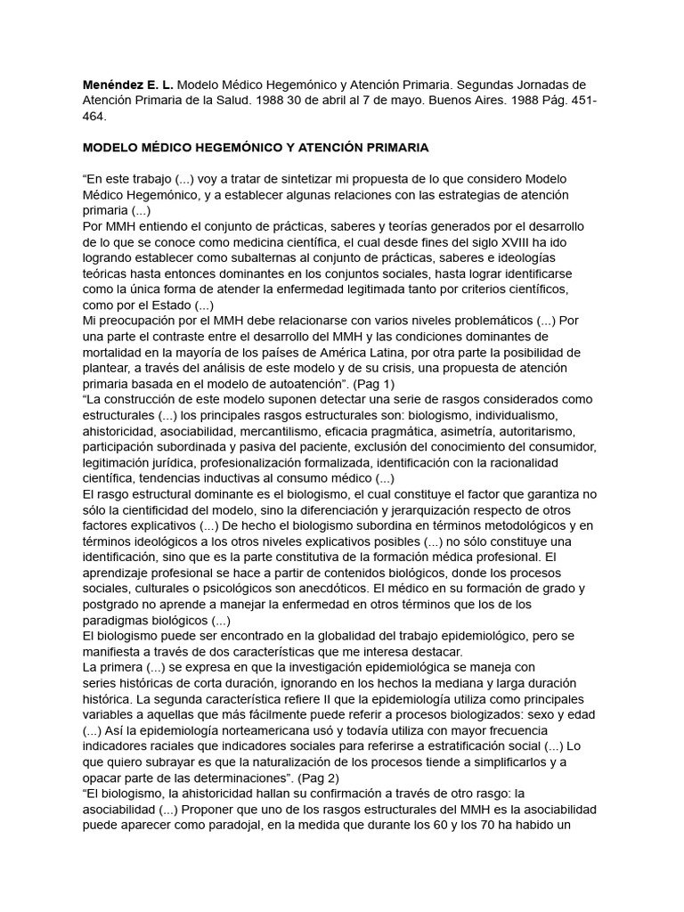 Modelo Médico Hegemónico en 1988 | PDF | Burocracia | Ideologías