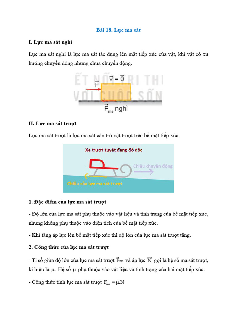 Ly Thuyet Vat Li 10 Bai 18 Luc Ma Sat Ket Noi Tri Thuc | PDF