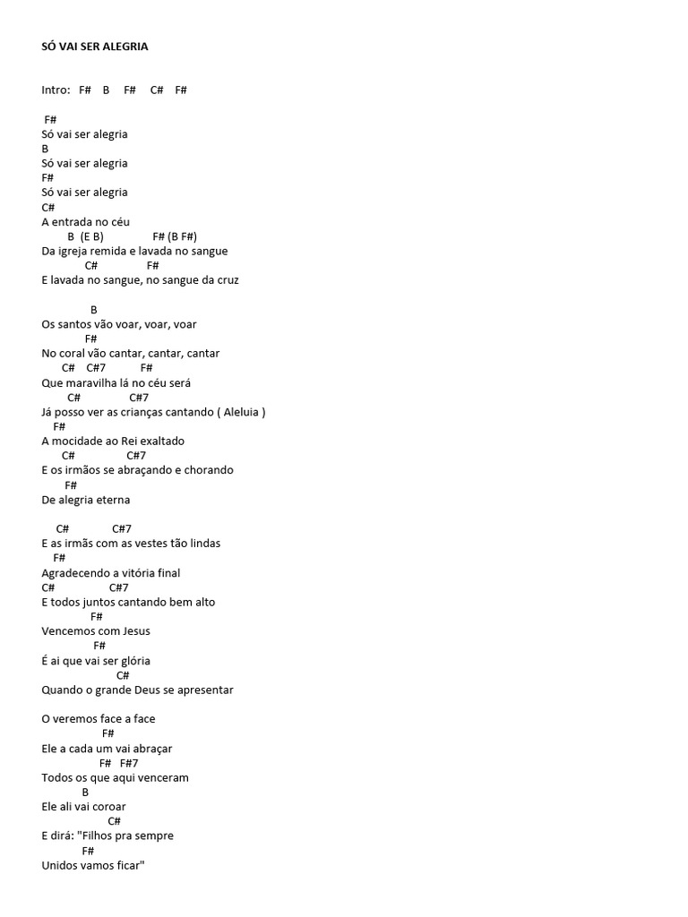 SÓ VAI SER ALEGRIA | PDF