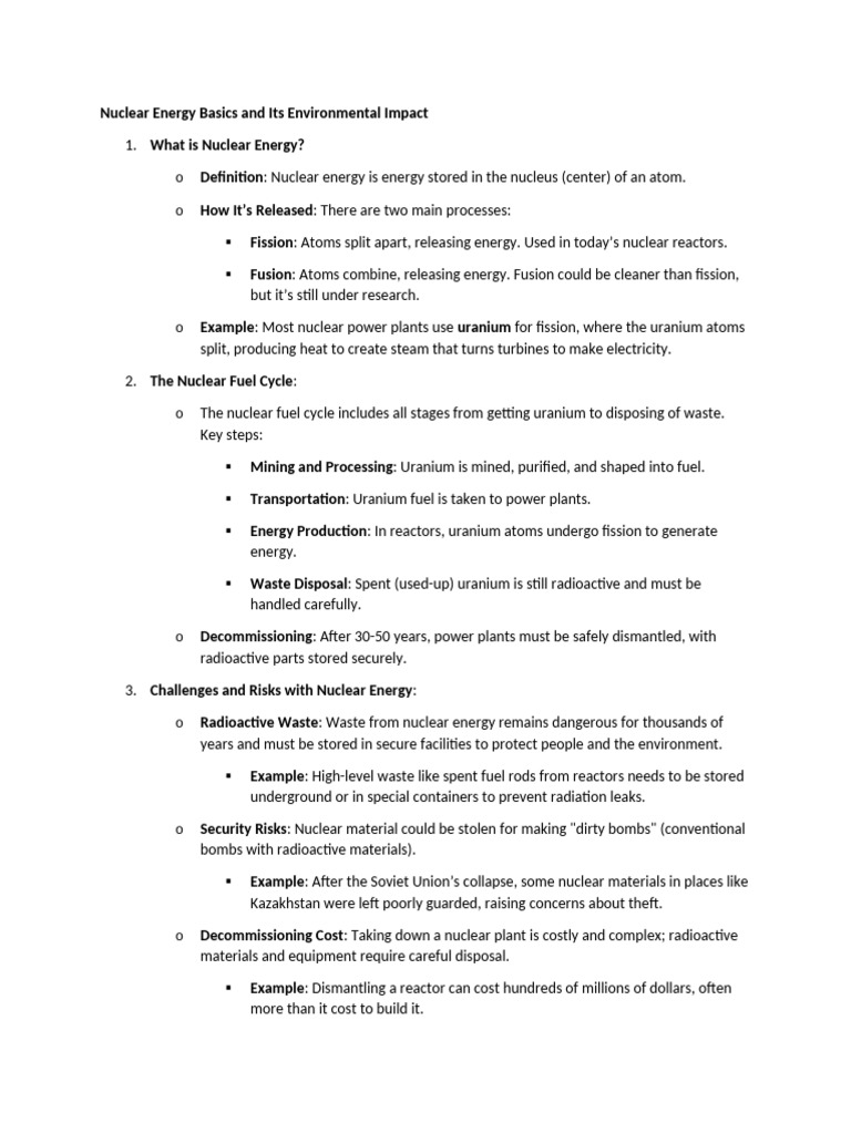 Nuclear Energy Basics and Its Environmental Impact | PDF | Nuclear ...