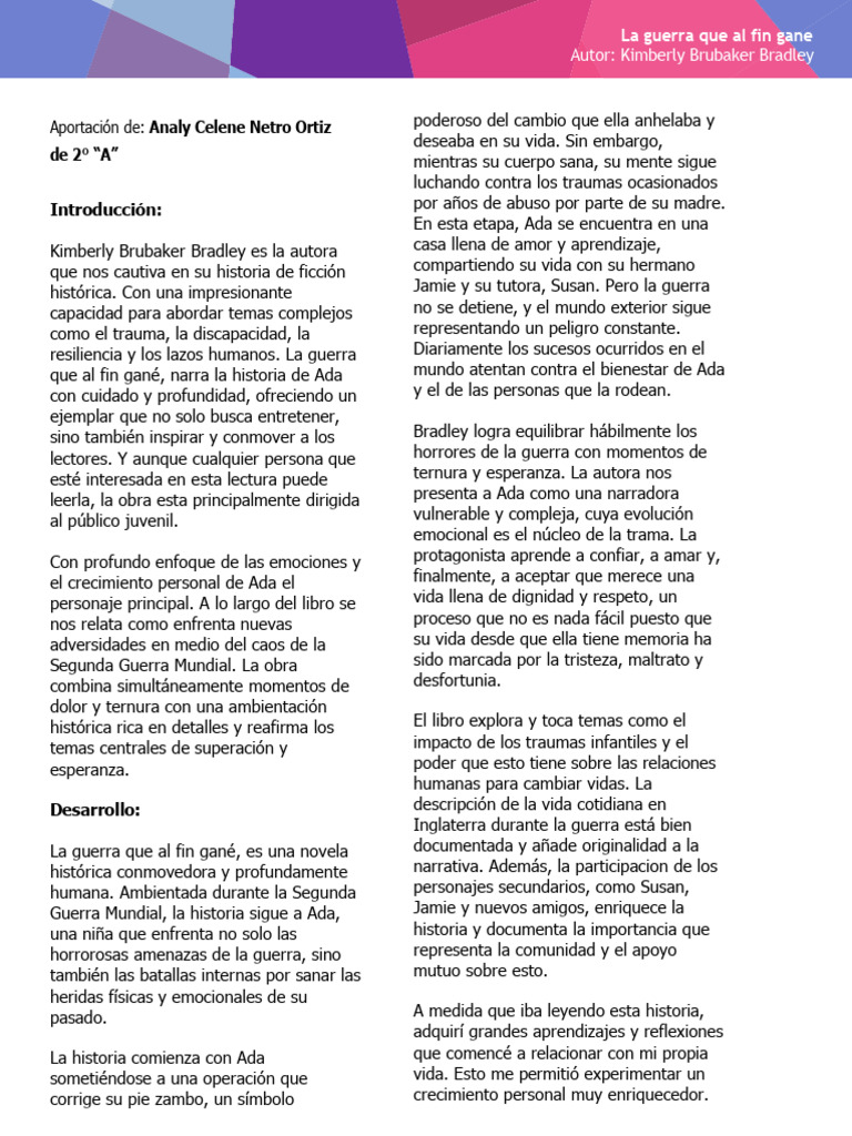 Reseña Analy 2a | PDF | Amor | Trauma psicólogico