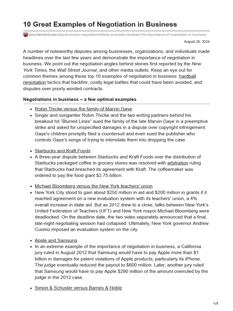 10 Great Examples of Negotiation in Business | PDF | Jp Morgan Chase ...