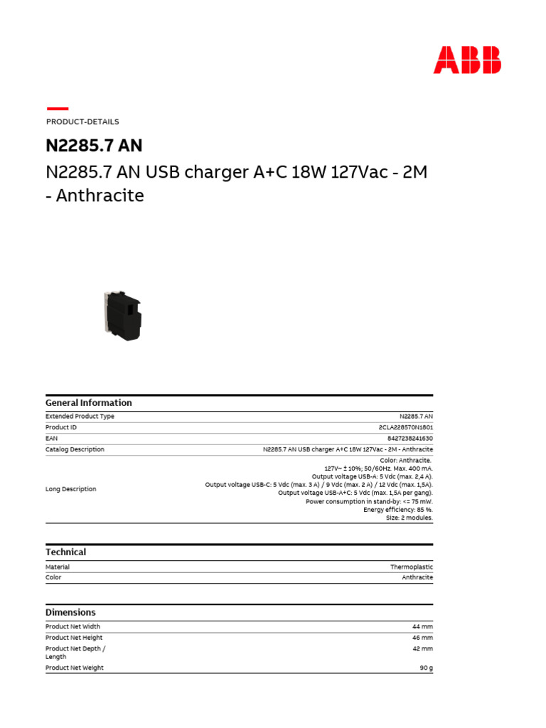 2CLA228570N1801 n2285 7 An | PDF | Usb | Electrical Components