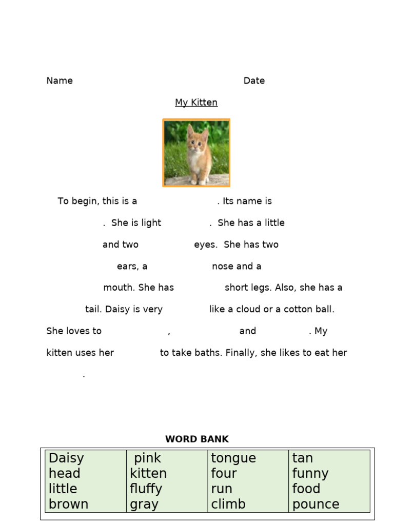 My Kitten-Writing | PDF