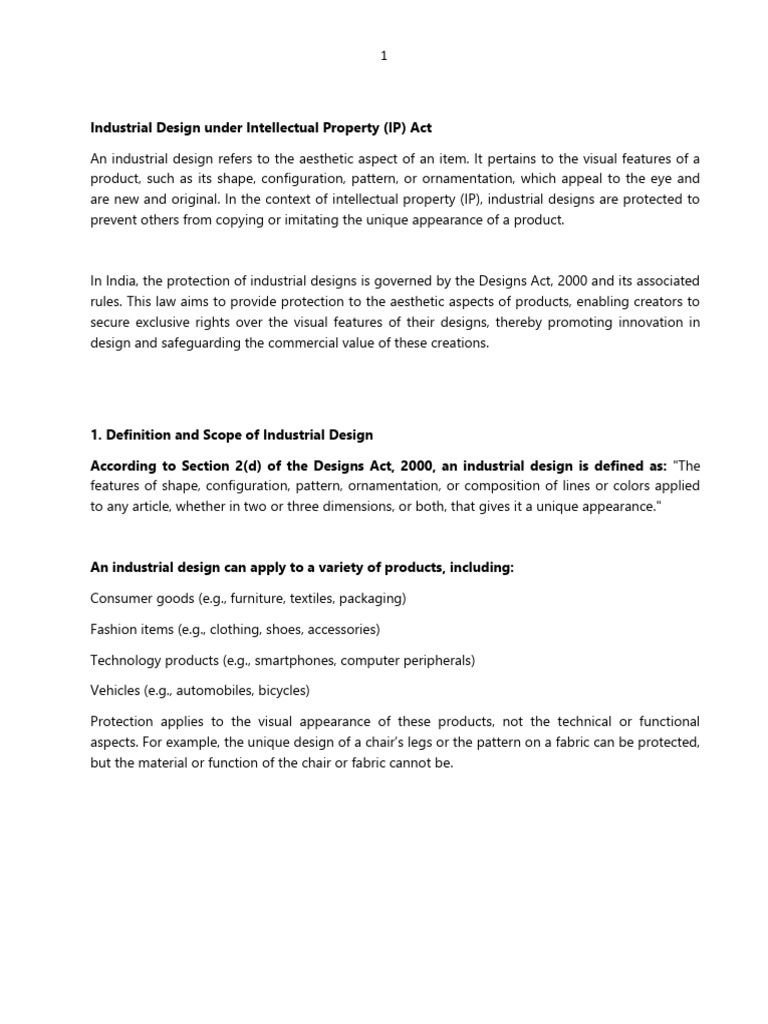 Definition of - Industrial Design Under Intellectual Property (IP) Act ...