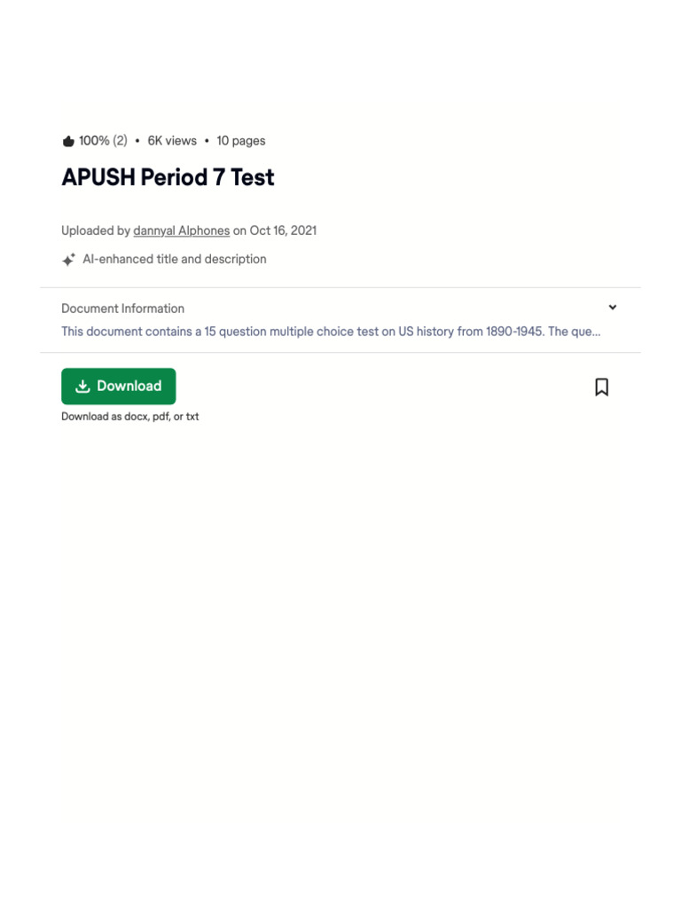 APUSH Period 7 Test - PDF - The United States - New Deal | PDF | Scribd