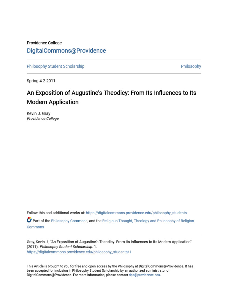 An Exposition of Augustines Theodicy - From Its Influences To Its | PDF ...