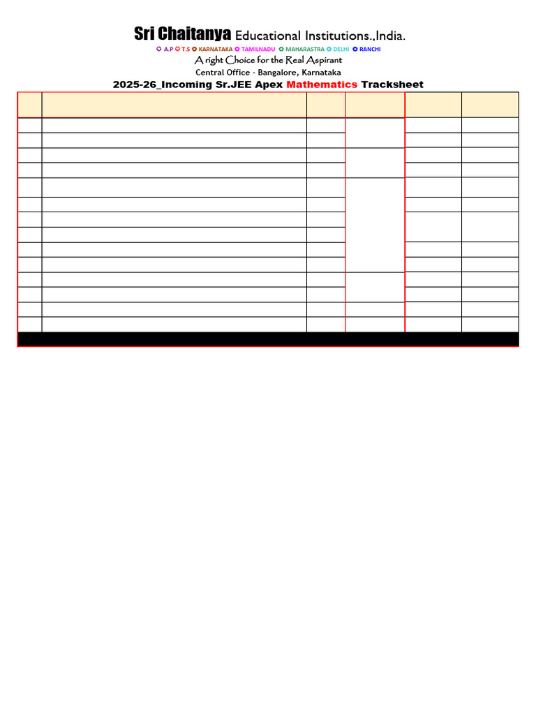 2025-26 - Incoming SR - JEE Apex Mathematics Tracksheet | PDF ...